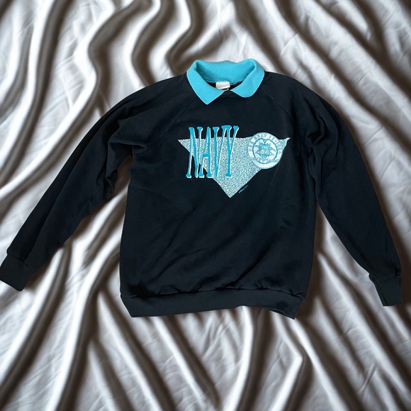 Signal | Shirts | Vintage Us Navy Collared Crewneck Sweatshirt | Poshmark
